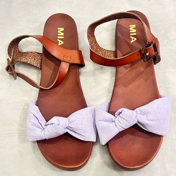 MIA | Shoes | Mia Addilynn Fabric Knot Sandals Womens Sz 1 Light Purple ...